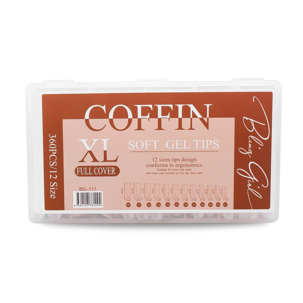 Coffin Soft Gel Tips XL Full Cover BG-111 [5031] | BlingGirl